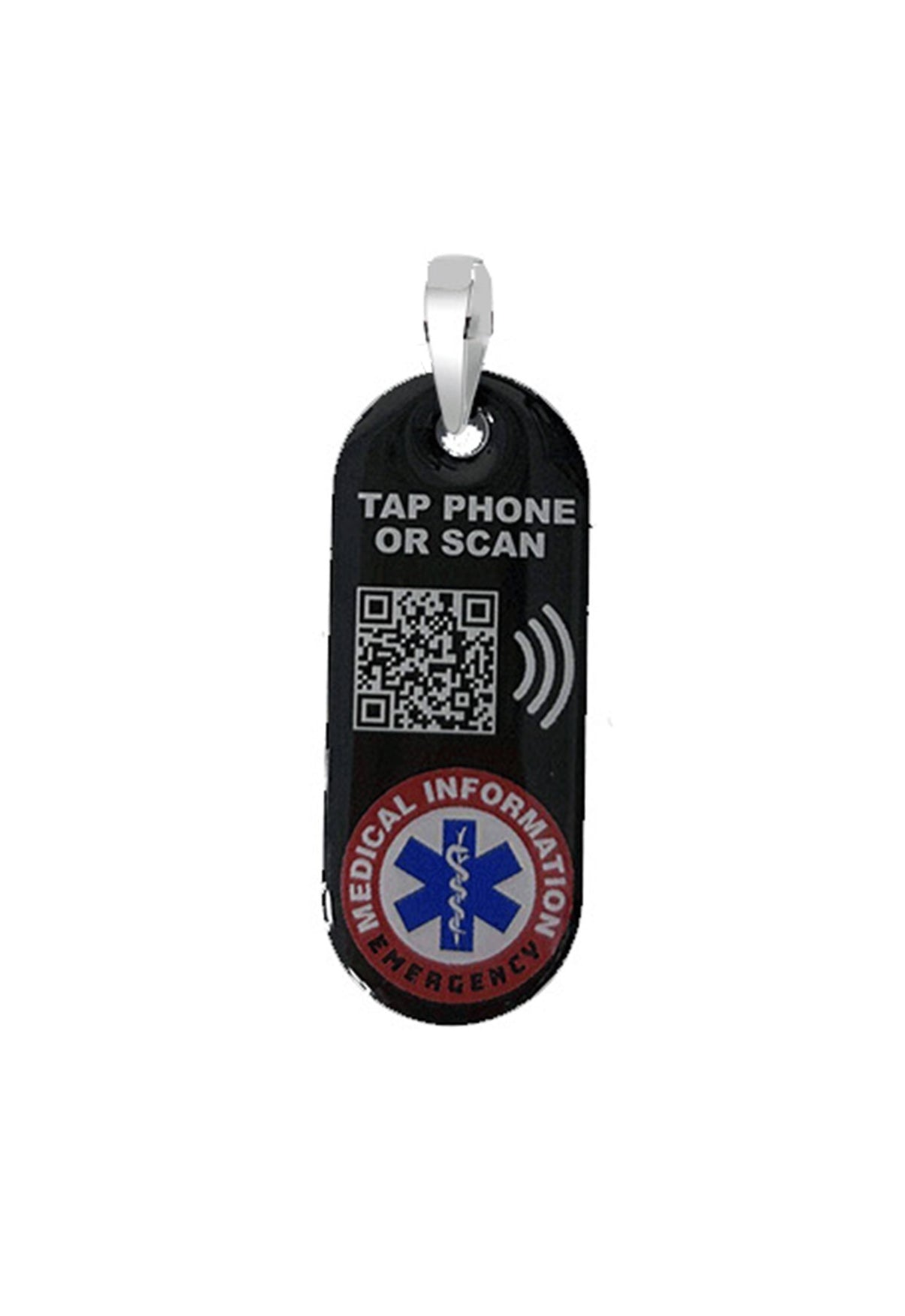 Black Smart NFC Emergency Medical Information Pendant With Passive Tra ...